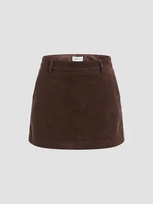 SEROYA Valkiria Corduroy Mini Skort - Espresso