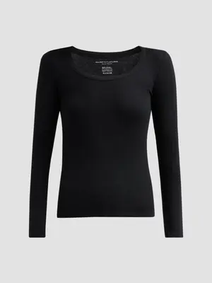Majestic Filatures Soft Touch Scoopneck Sweater - Noir