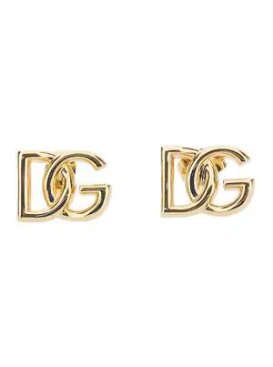 Dolce & Gabbana Interlocking Dg Motif Stud Earrings With Pin Closure, Polished Finish