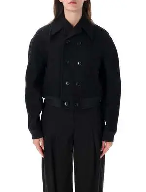 AMI Paris Double-breasted Wool Bomber Jacket - Nero