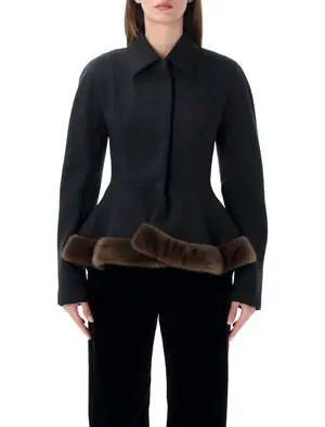 Stella McCartney Tailored Peplum Jacket With Fur Trim - Nero