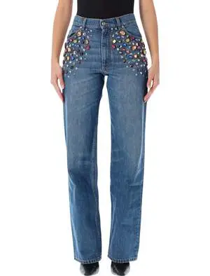 Stella McCartney Embellished High-rise Straight-leg Jeans