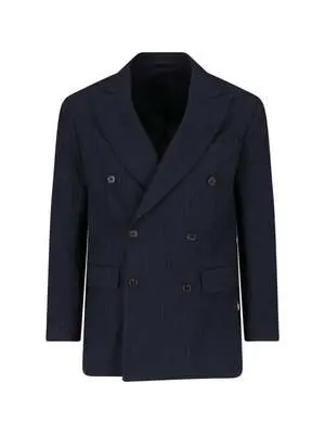 KAPTAIN SUNSHINE Double-breasted Wool Blazer - Blue