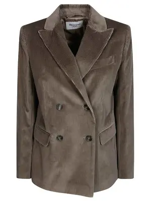 Max Mara Weekend Doppio-petto Velvet Blazer With Stripe Pattern - Marrone