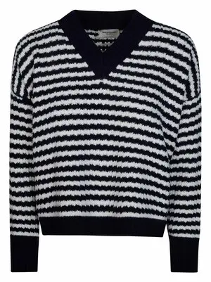 Max Mara Pure Wool V-neck Striped Sweater
