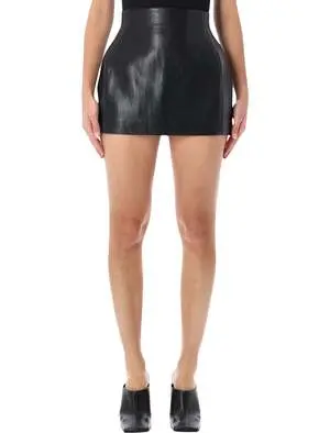 LA PISCINE Faux Leather Mini Skirt - Nero