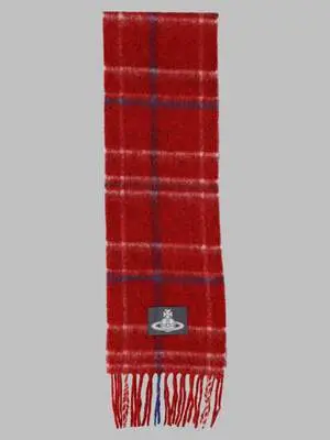 VIVIENNE WESTWOOD Plaid Fringe Scarf - Red