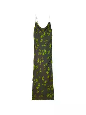 Patrizia Pepe Floral-print Slip Maxi Dress - Brown