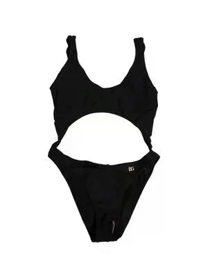 Dolce & Gabbana Cutout Logo-plaque Swimsuit - Black
