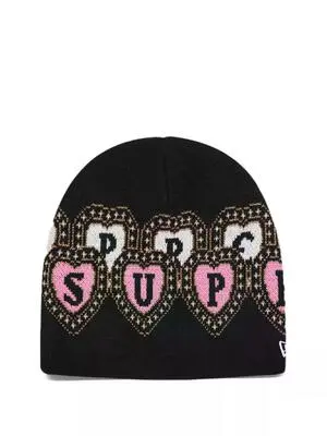Supreme New Era Hearts Beanie Hat - Black