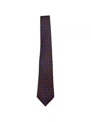 Kiton Geometric-print Silk Tie - Blue