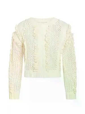 MARIE OLIVER Lindsay Ruffled Cable-knit Sweater - Neutrals