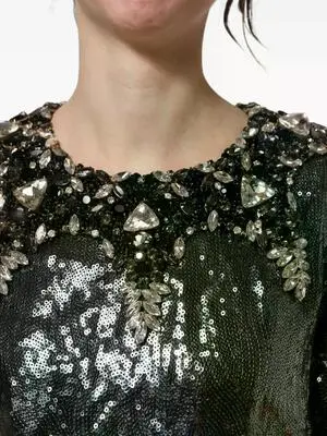 Dolce & Gabbana Sequin-embellished Crystal-neckline Blouse