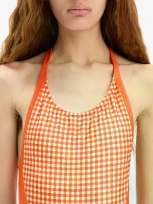 JEAN PAUL GAULTIER Gingham-print High-cut Swimsuit