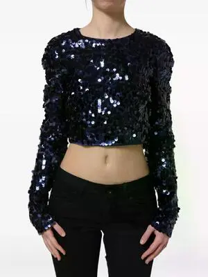 Dolce & Gabbana Sequin-embellished Cropped Blouse - Blue