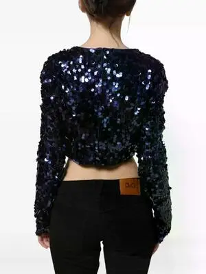 Dolce & Gabbana Sequin-embellished Cropped Blouse - Blue