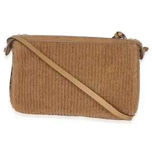 Fendi Miele Scuro Shearling Vitello Simply Shoulder Bag