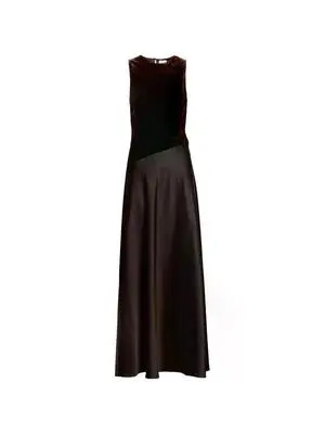 Tanya Taylor Vivian Velvet-panelled Maxi Dress - Brown