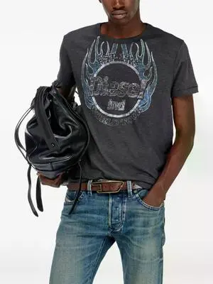 DIESEL® T-shirt In Slub-jersey With Crack Print