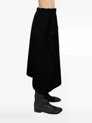 NICCOLO PASQUALETTI Croc-effect Flared Asymmetric Midi Skirt - Black
