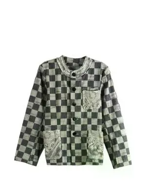 COMMUNS Check-pattern Patch-pocket Jacket - Grey