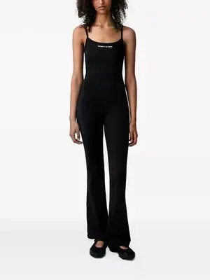 Sporty & Rich Joan Bold Logo-print Flared Jumpsuit - Black