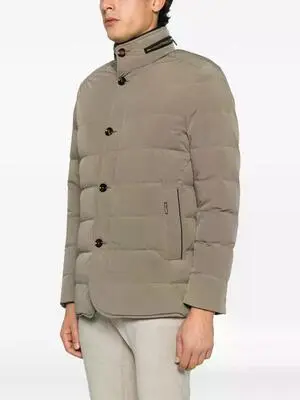 MOORER Quilted Button-front Jacket - Brown