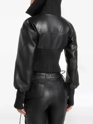 Manière De Voir Amani In Leather Funnel Neck Contour Jacket