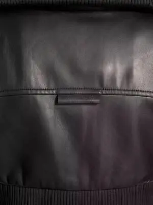 Manière De Voir Amani In Leather Funnel Neck Contour Jacket