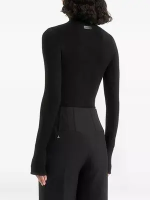 Manière De Voir Honor In Wool-blend Turtleneck Knit Bodysuit