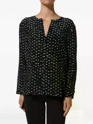 Bruno Manetti Silk V-neck Blouse - Black