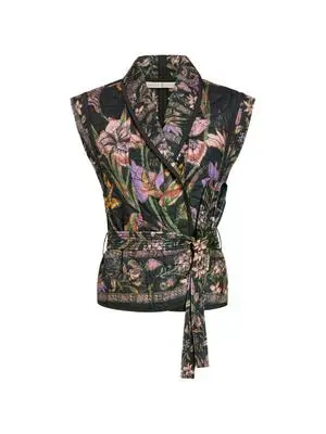 MARIE OLIVER Bowie Floral-print Quilted Vest - Black