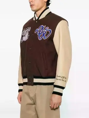 Off-White Cat Off Leather And Wool Varsity Jacket