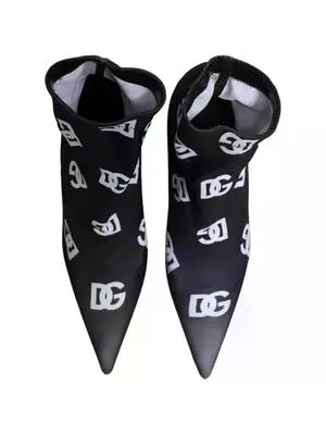 Dolce & Gabbana Logo-print Pointed-toe Ankle Boots