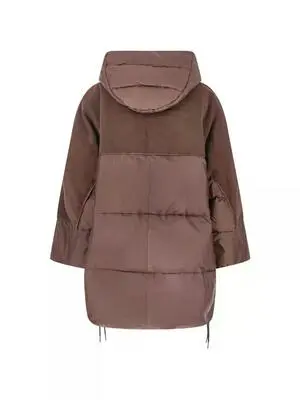 DUNO Numbra Hooded Panelled Puffer Coat - Brown