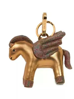 Etro Pegaso Laminated Leather Bag Charm - Gold