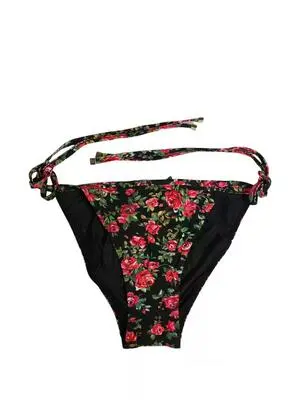 Dolce & Gabbana Floral-print Tie-side Bikini Bottoms - Black