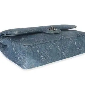 Chanel Bleached Chain Printed Denim Classic Double Flap Bag