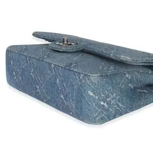 Chanel Bleached Chain Printed Denim Classic Double Flap Bag