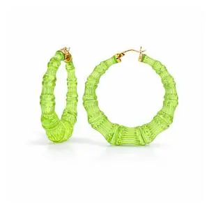 GOLD & HONEY Green Bamboo Hoop Earrings