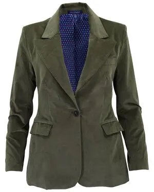 LORDS OF HARLECH Jolene Sage Velvet Tailored Jacket - Green