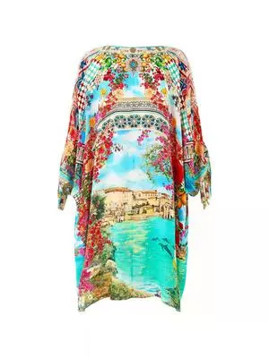 Camilla V-neck Geometric-pattern Mini Dress