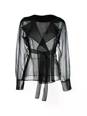 TESSITURA Sheer Silk Organza Blouse - Black
