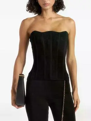 Manière De Voir Karima In Ottoman Bandage Knit Corset Top - Black
