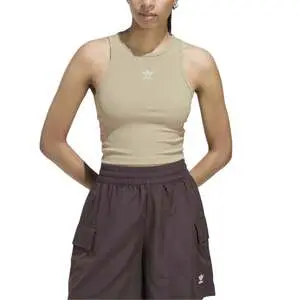 Adidas Originals Essentials Ribbed Tank Top 'stone Khaki