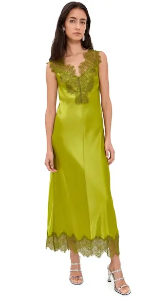 SIMONMILLER Bea Satin Lace Midi Dress