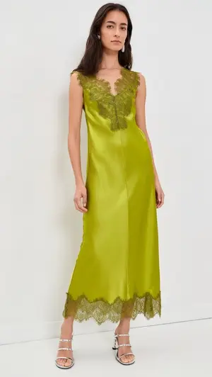 SIMONMILLER Bea Satin Lace Midi Dress