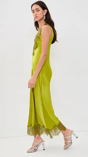 SIMONMILLER Bea Satin Lace Midi Dress