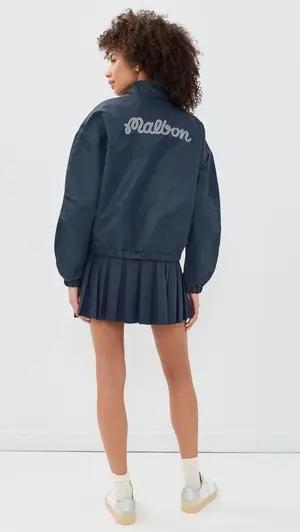MALBON Delphine Script Bomber Jacket - Navy