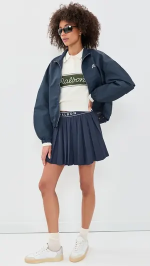 MALBON Delphine Script Bomber Jacket - Navy
